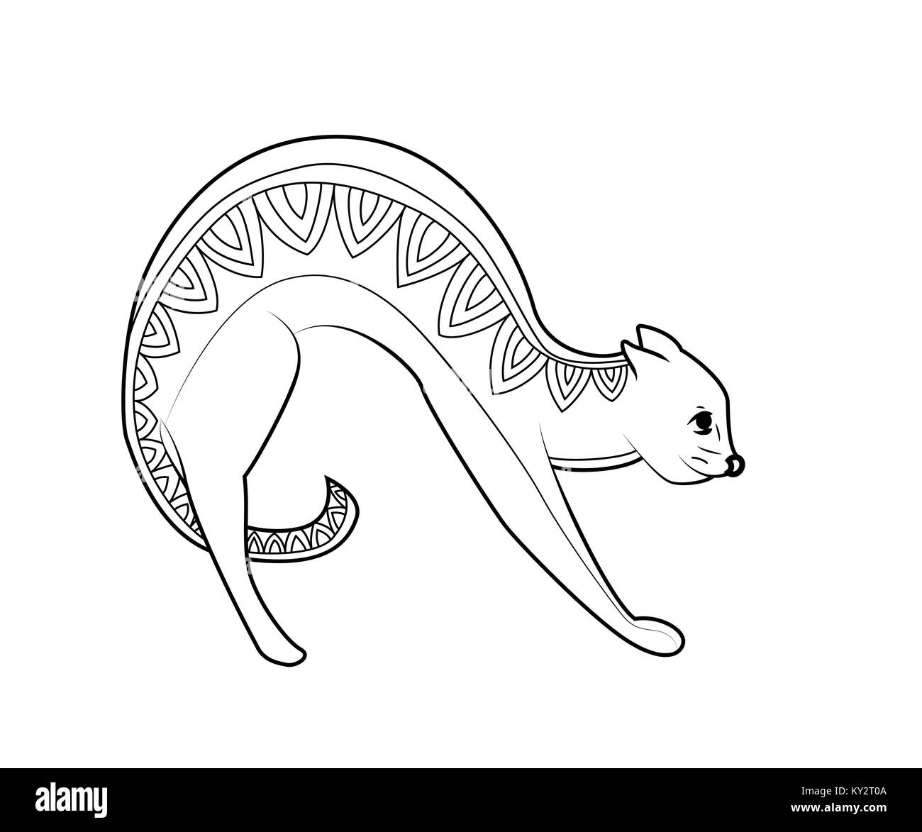 Illustration cat doodle adult Black and White Stock Photos & Images - Alamy