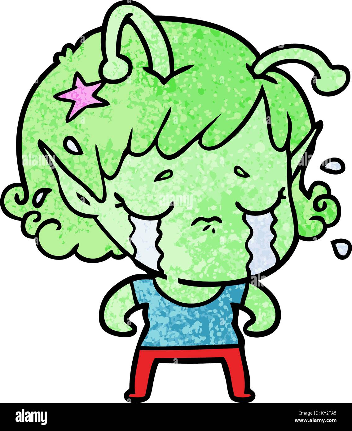 cartoon crying alien girl Stock Vector Image & Art - Alamy