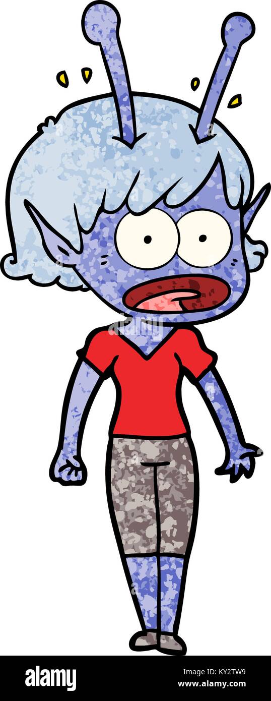 cartoon shocked alien girl Stock Vector Image & Art - Alamy