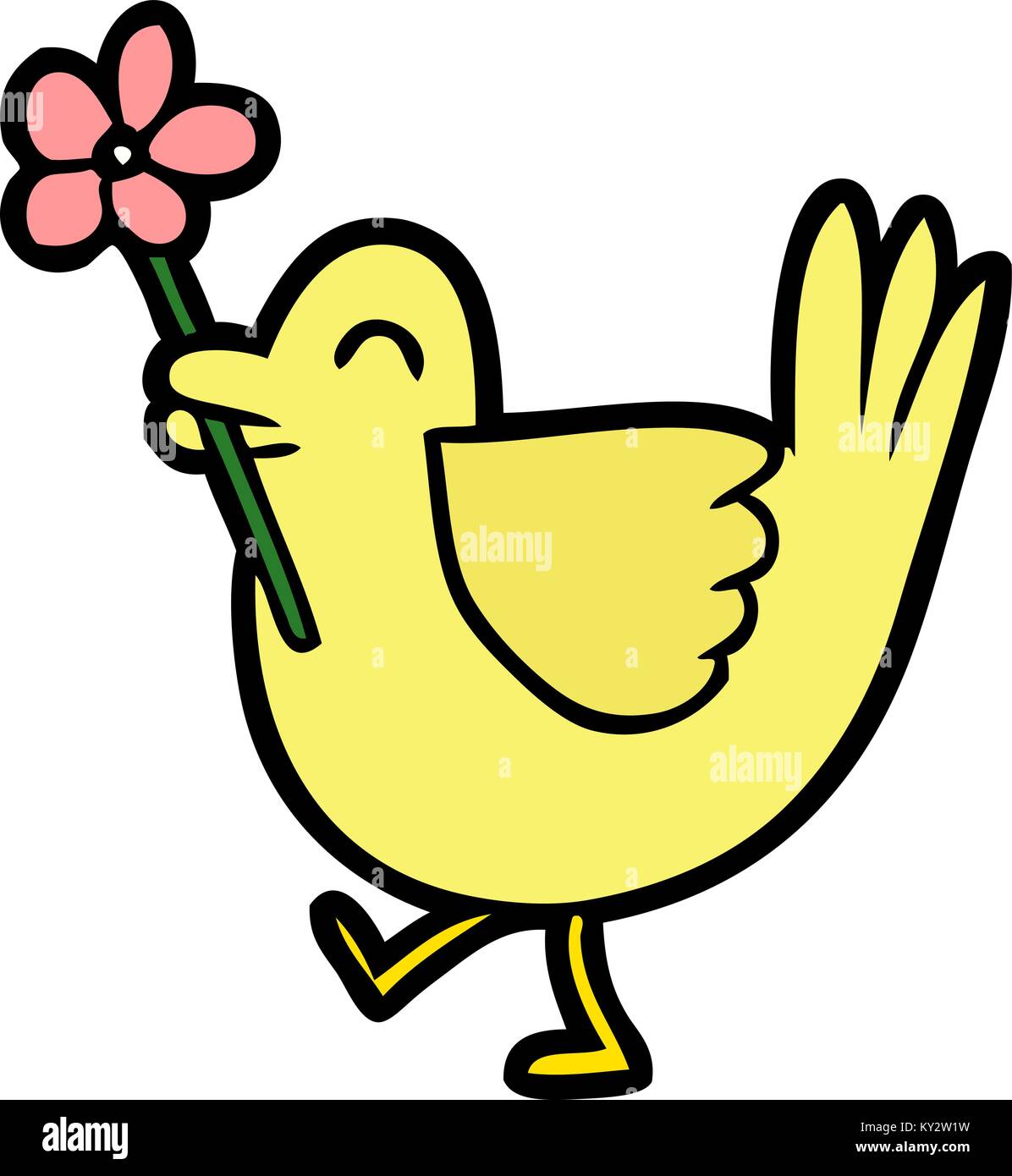 cartoon bird with flower Stock Vector Image & Art - Alamy