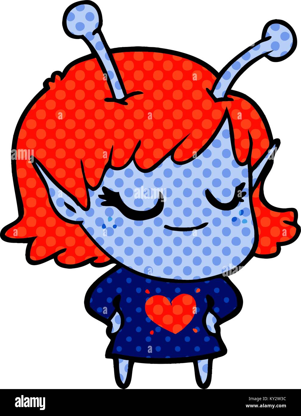 smiling alien girl cartoon with love heart Stock Vector Image & Art - Alamy