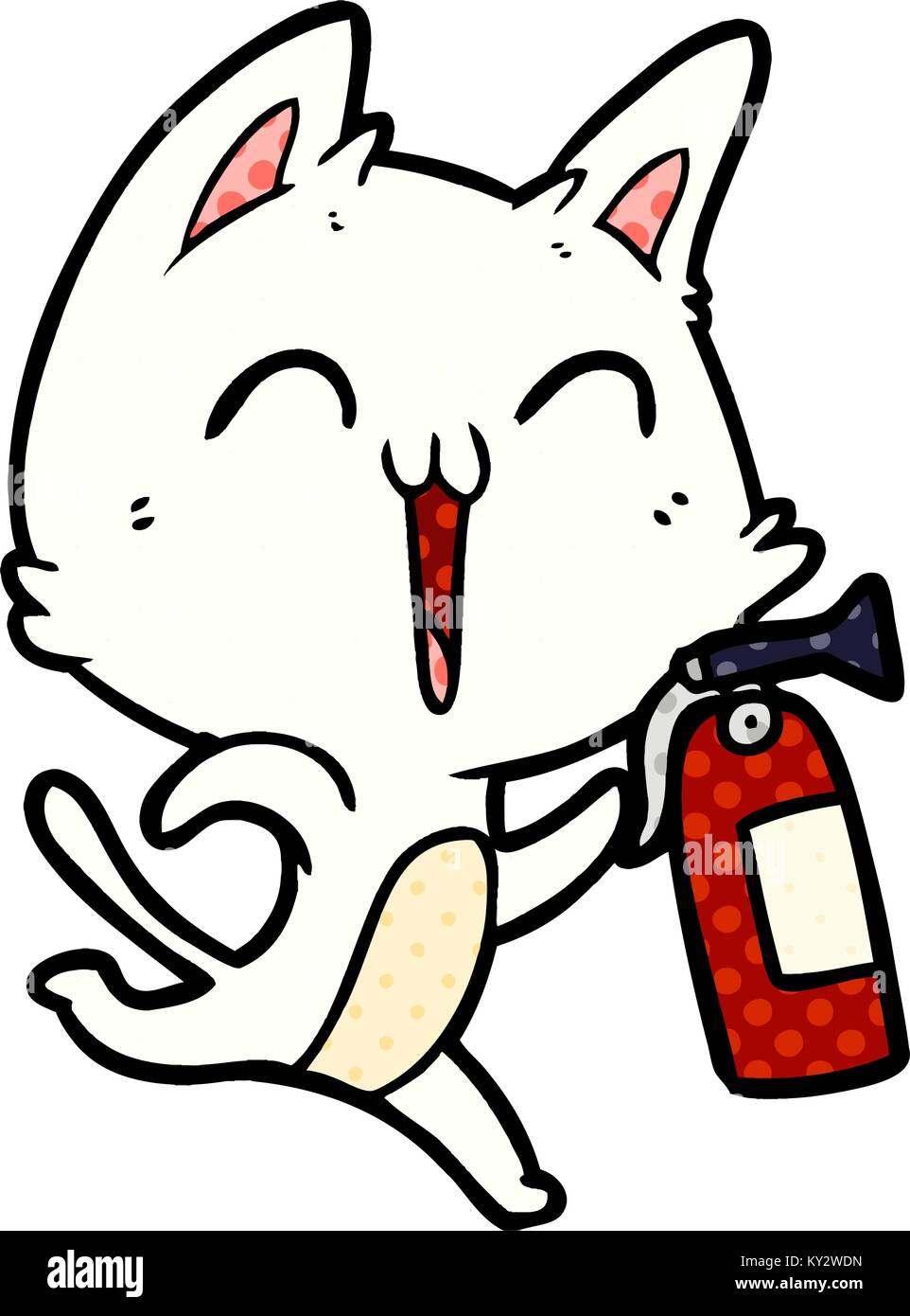 happy cartoon cat with fire extinguisher Stock Vector Image & Art - Alamy