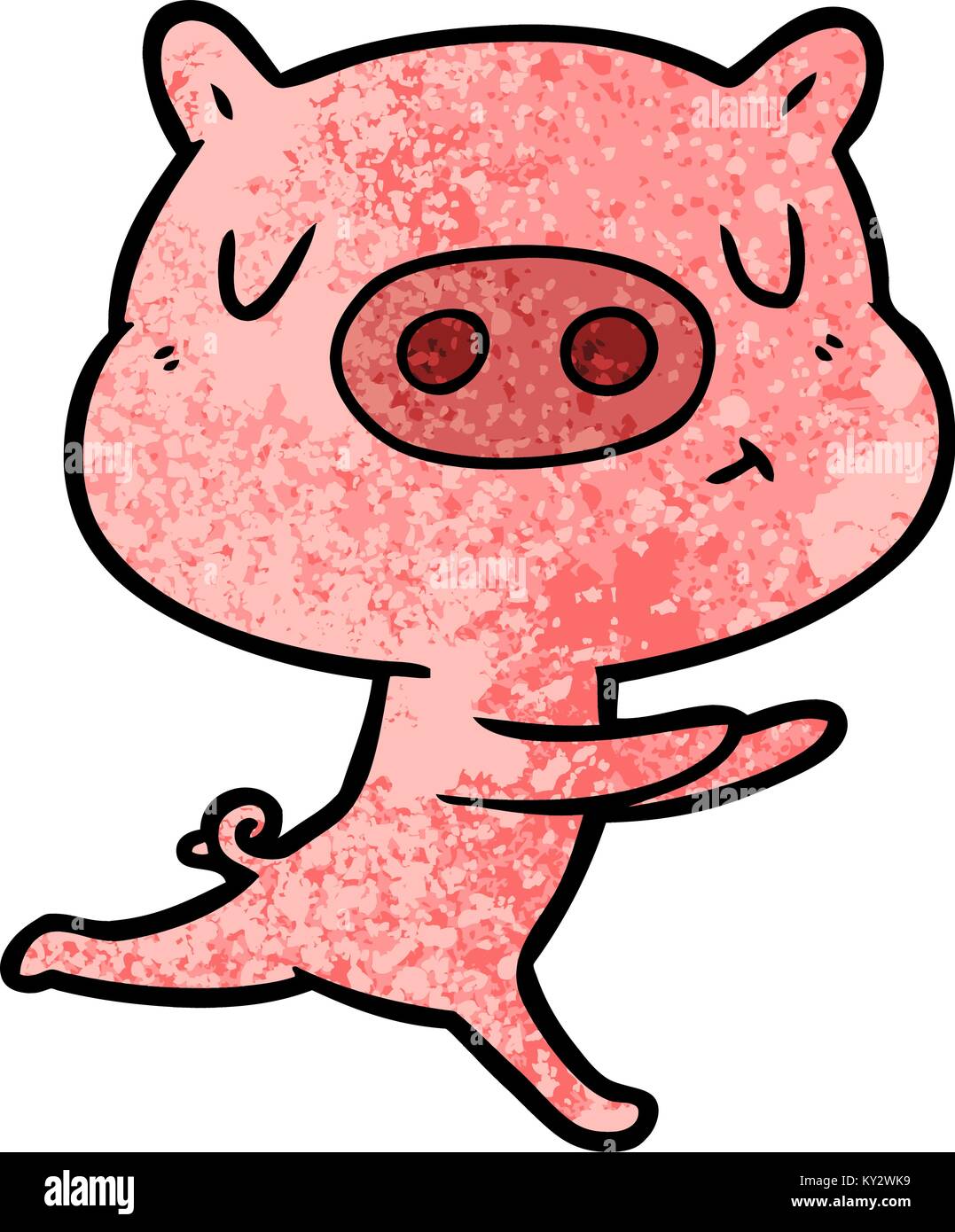 cartoon content pig running Stock Vector Image & Art - Alamy
