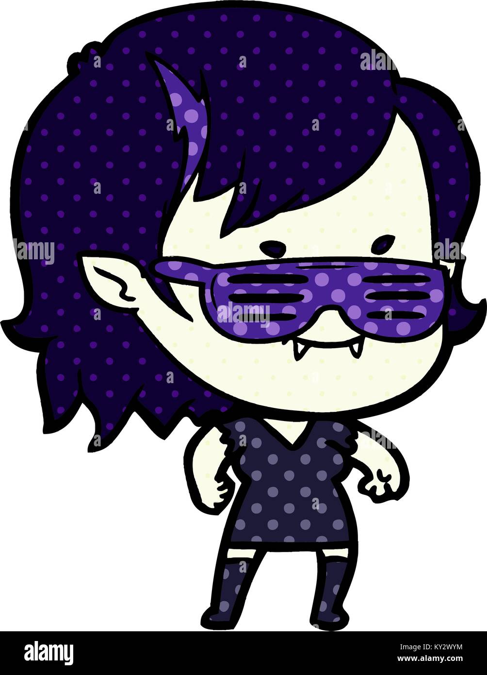 cartoon friendly vampire girl in cool shades Stock Vector Image & Art ...
