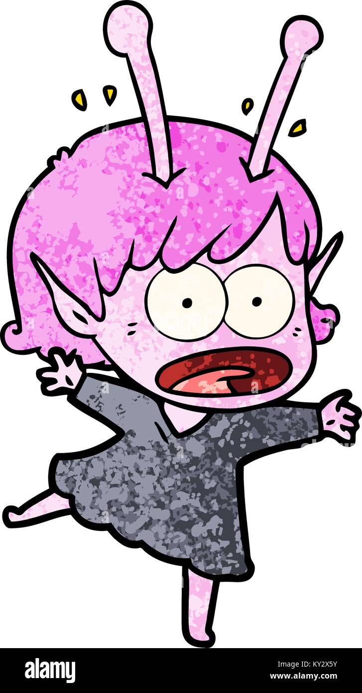 cartoon shocked alien girl Stock Vector Image & Art - Alamy