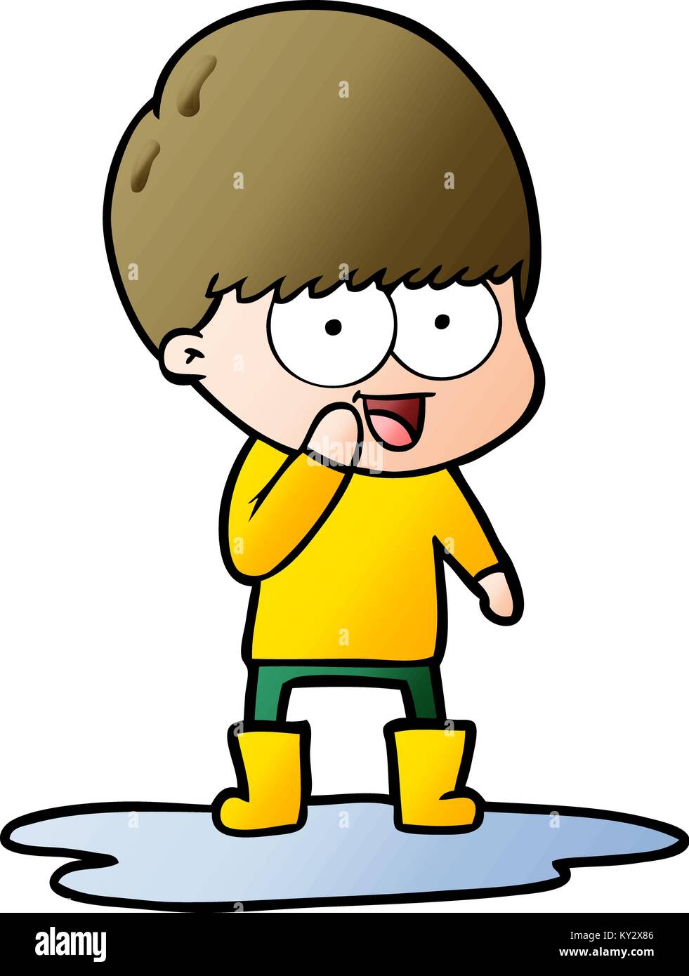 happy cartoon boy splashing in puddle Stock Vector Image & Art - Alamy