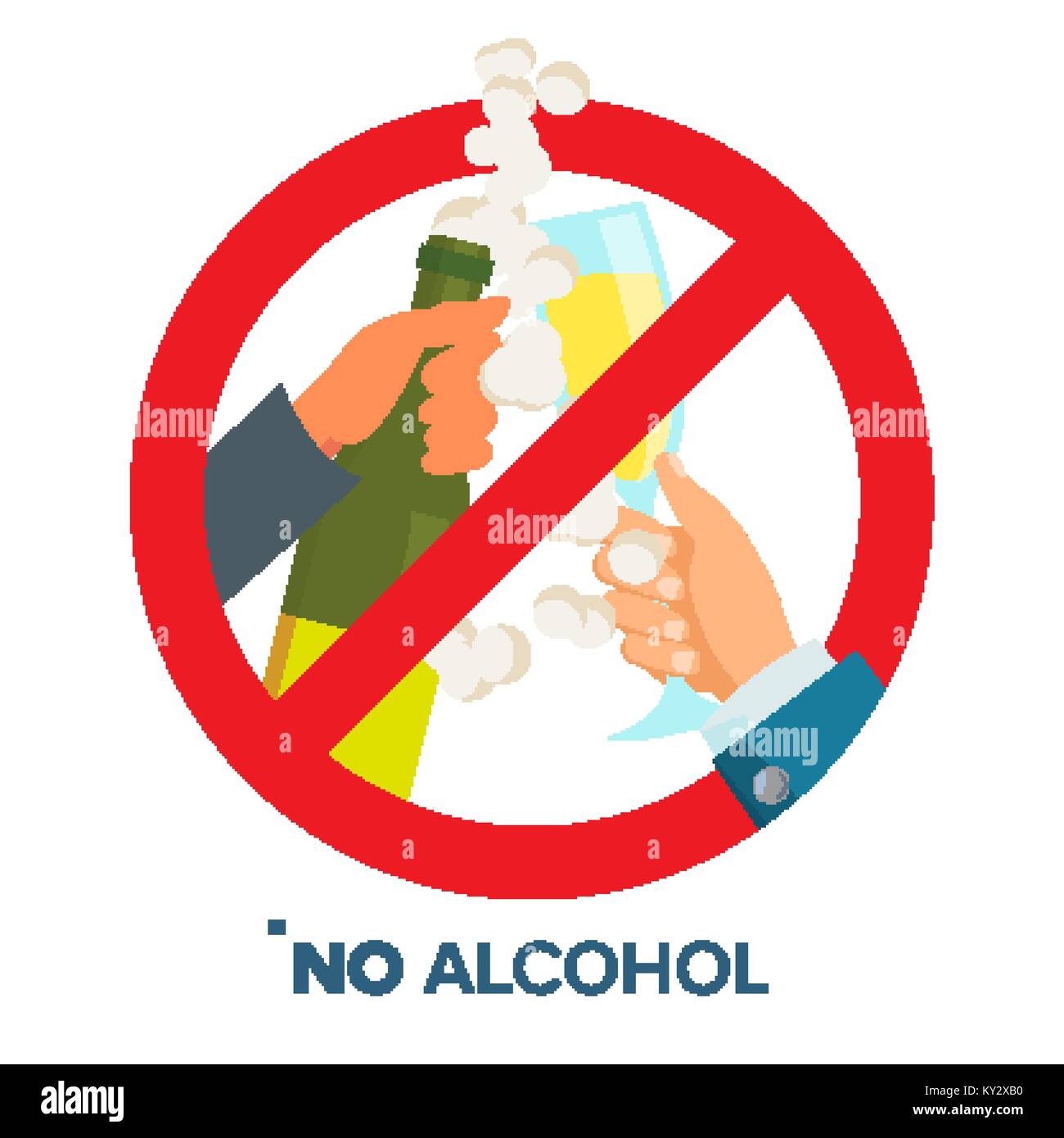 No Alcohol Sign Vector. Strike through Red Circle. Prohibiting Alcohol ...