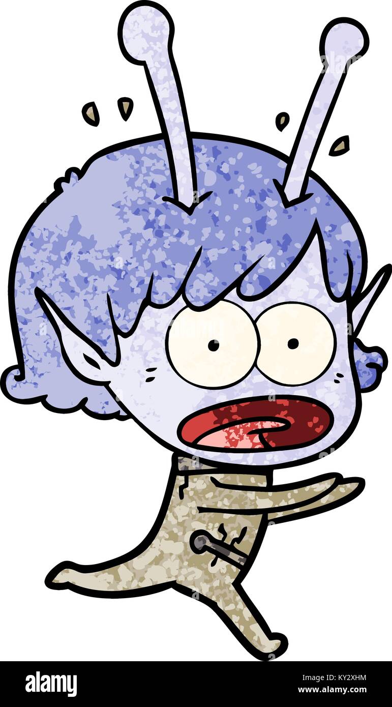 cartoon shocked alien girl Stock Vector Image & Art - Alamy