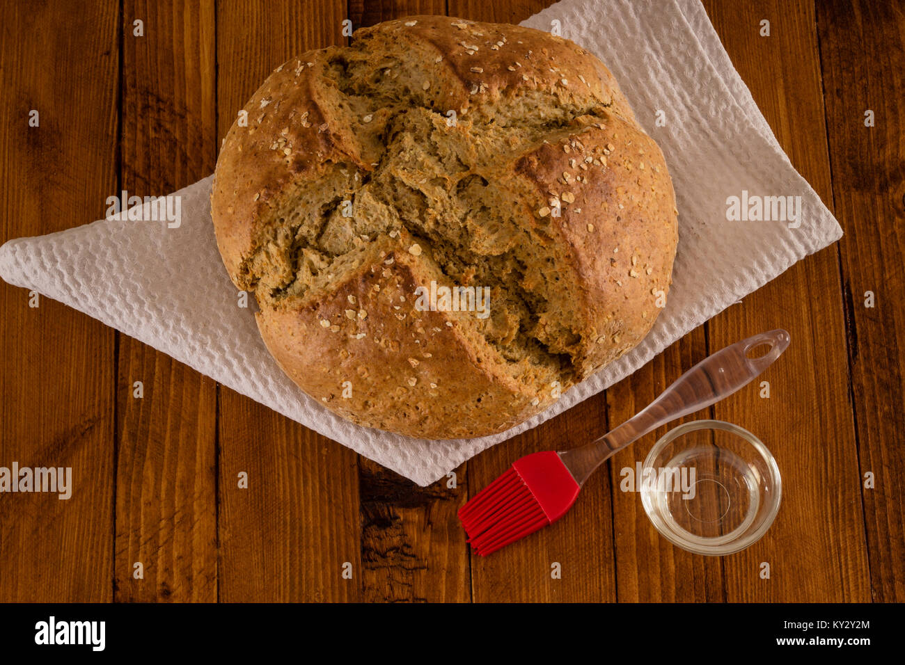 Traditional Irish Soda Bread Made For St. Patricks's Day, Pastry Brush ...
