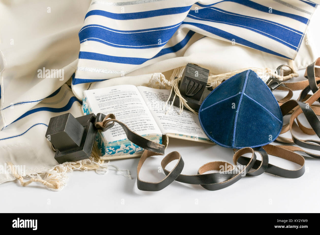 Teffilin, Talith and Sidur for Jewish ritual Stock Photo - Alamy