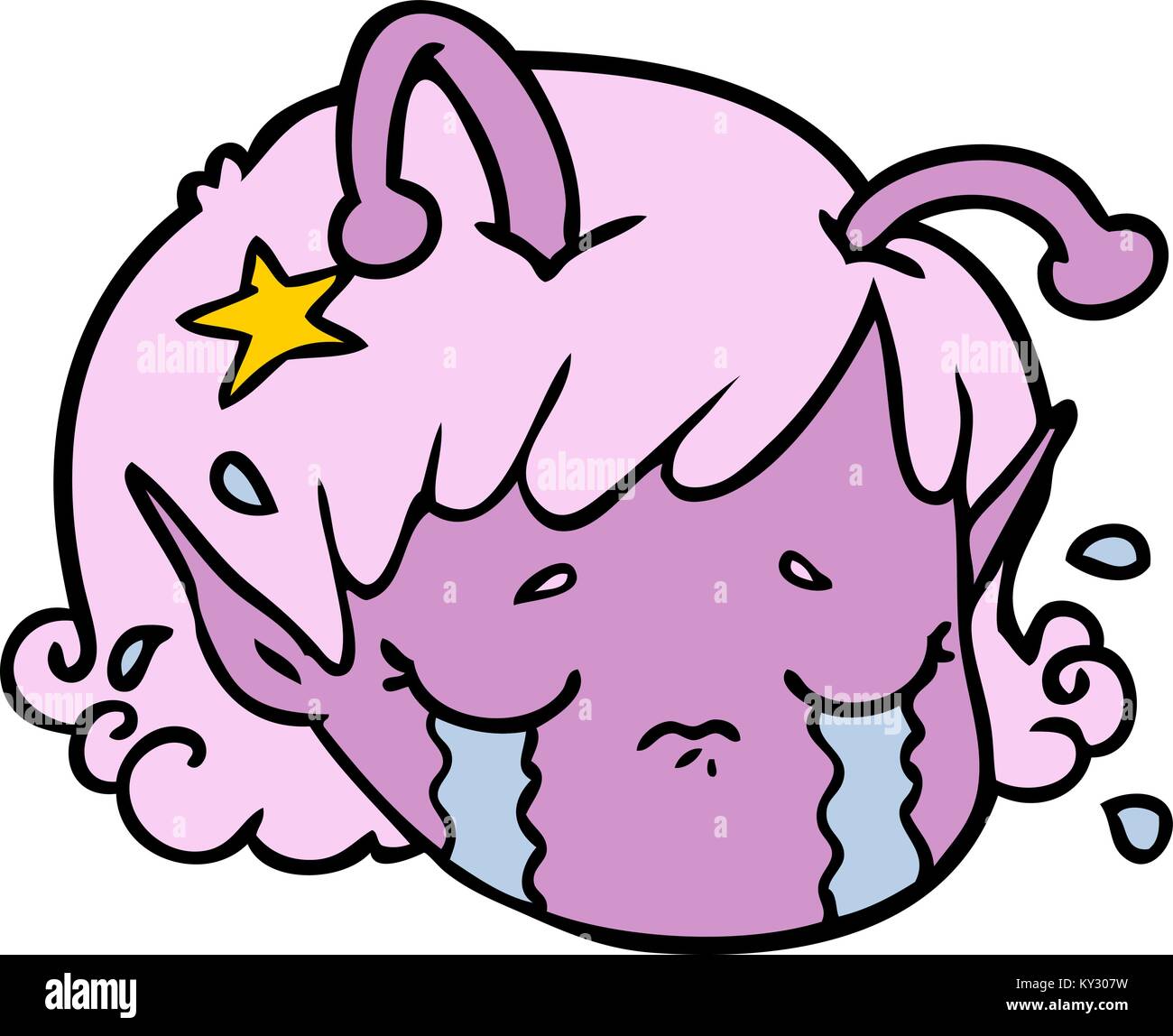 cartoon alien space girl face crying Stock Vector Image & Art - Alamy