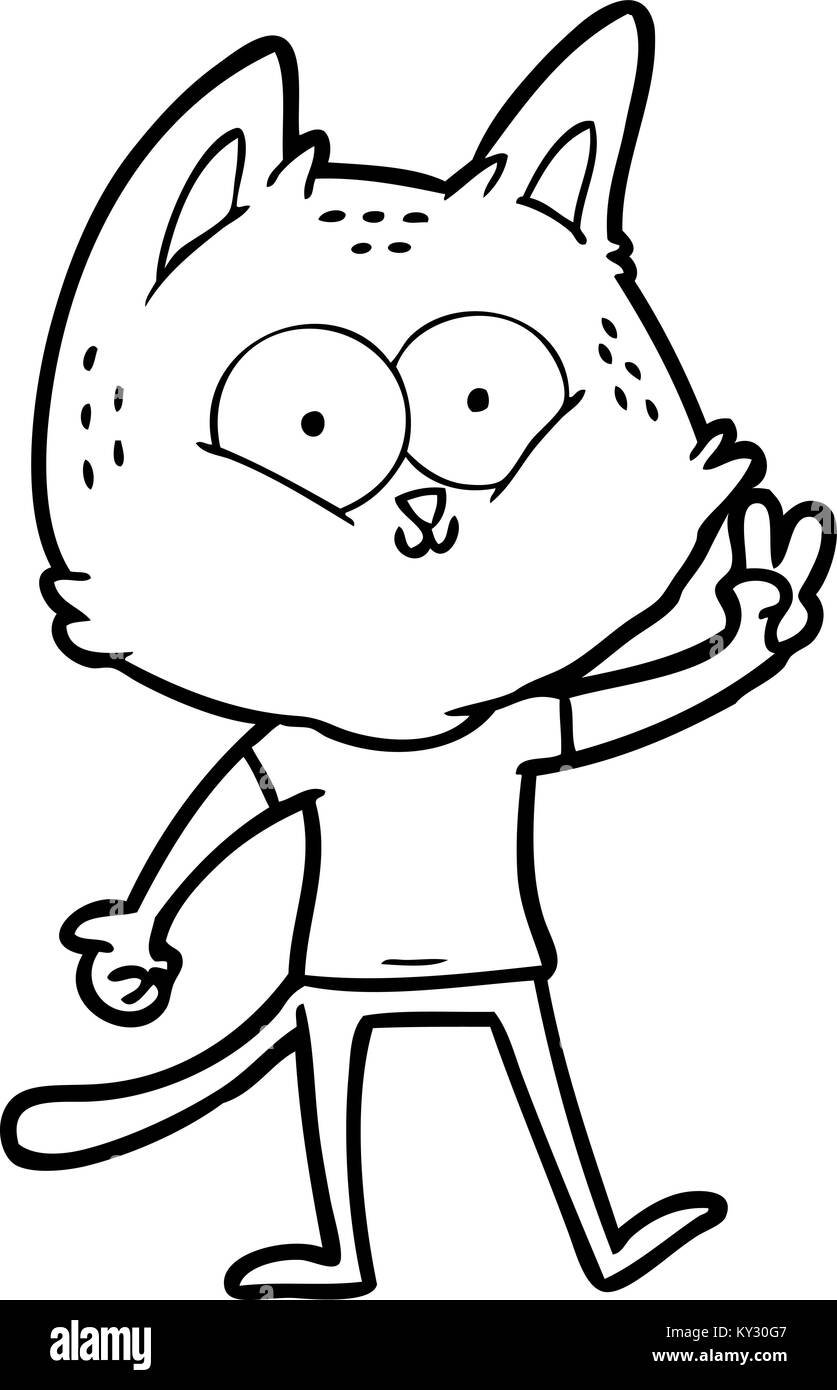 cartoon cat giving peace sign Stock Vector Image & Art - Alamy