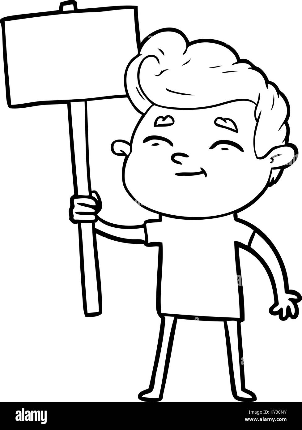 happy cartoon man with sign Stock Vector Image & Art - Alamy