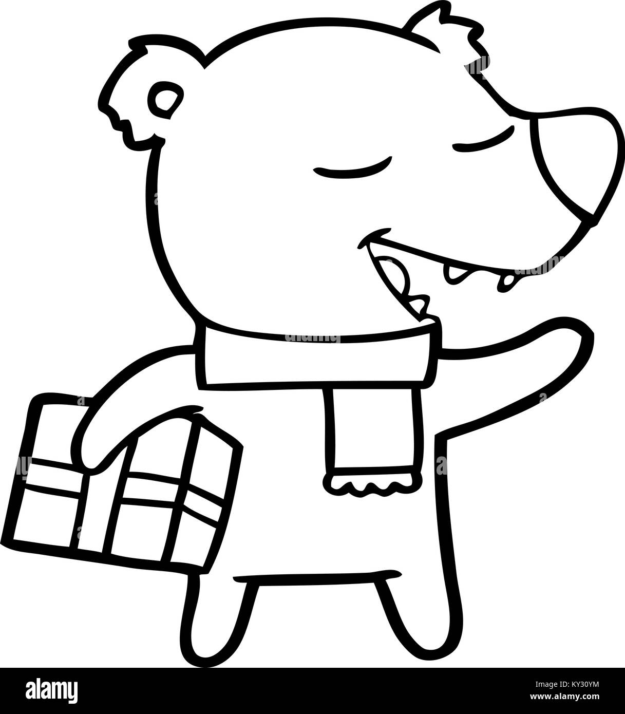 cartoon bear with present Stock Vector Image & Art - Alamy
