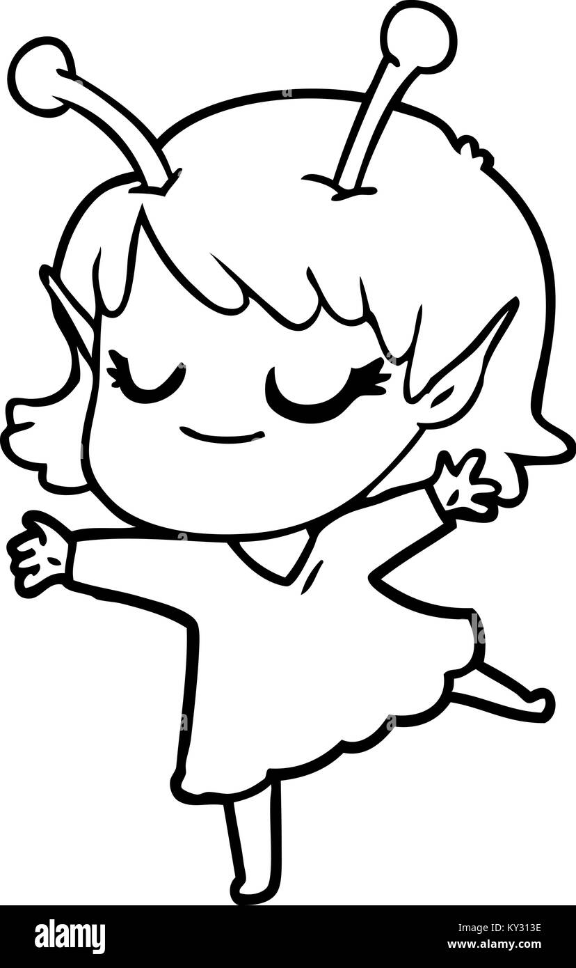 smiling alien girl cartoon dancing Stock Vector Image & Art - Alamy