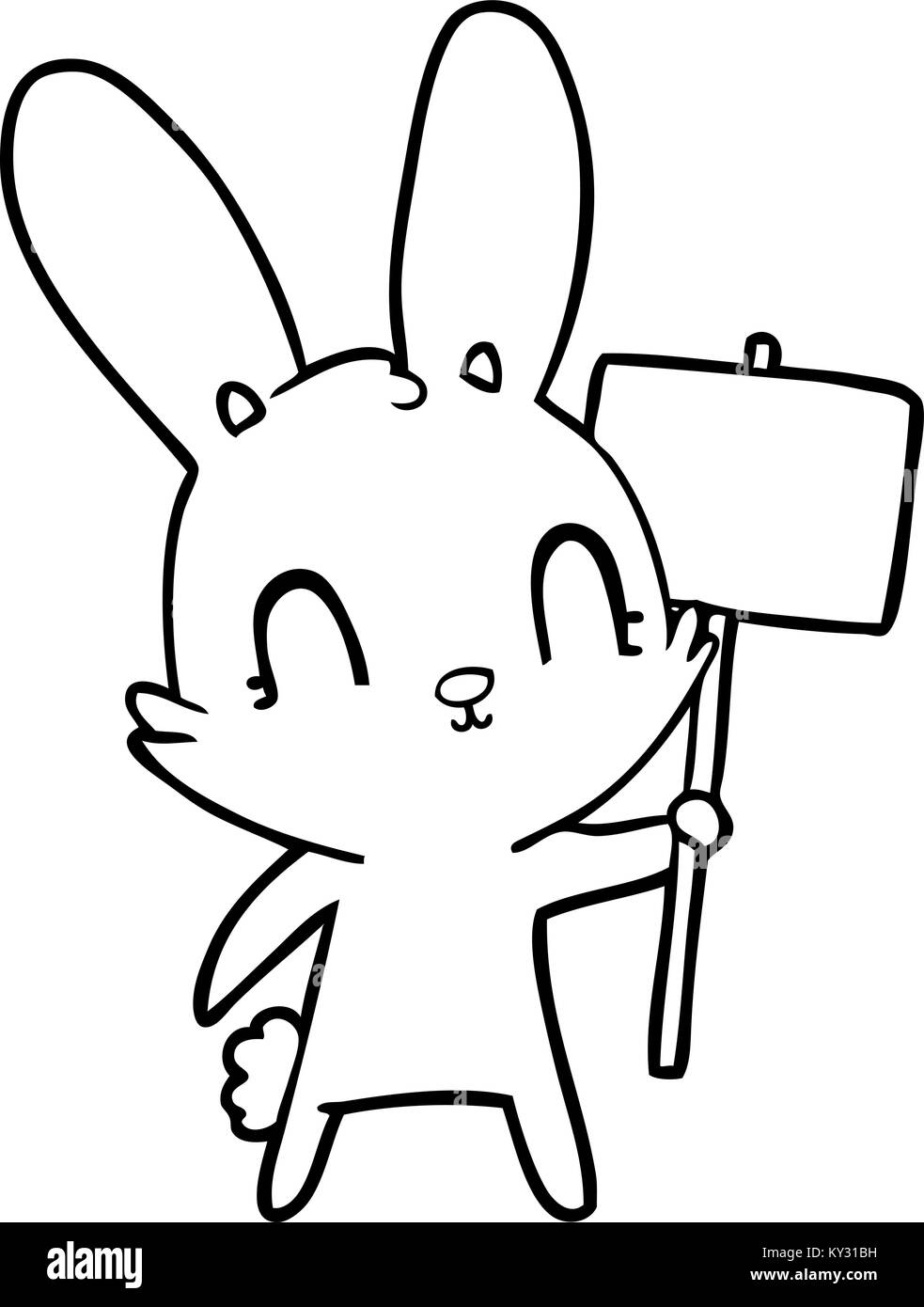 cute cartoon rabbit with sign Stock Vector Image & Art - Alamy