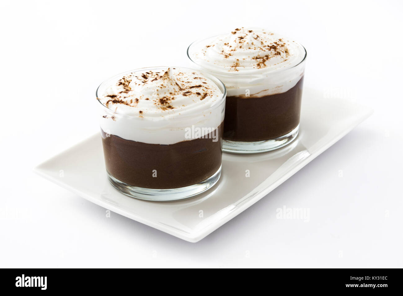 Chocolate mousse isolated on white background Stock Photo - Alamy