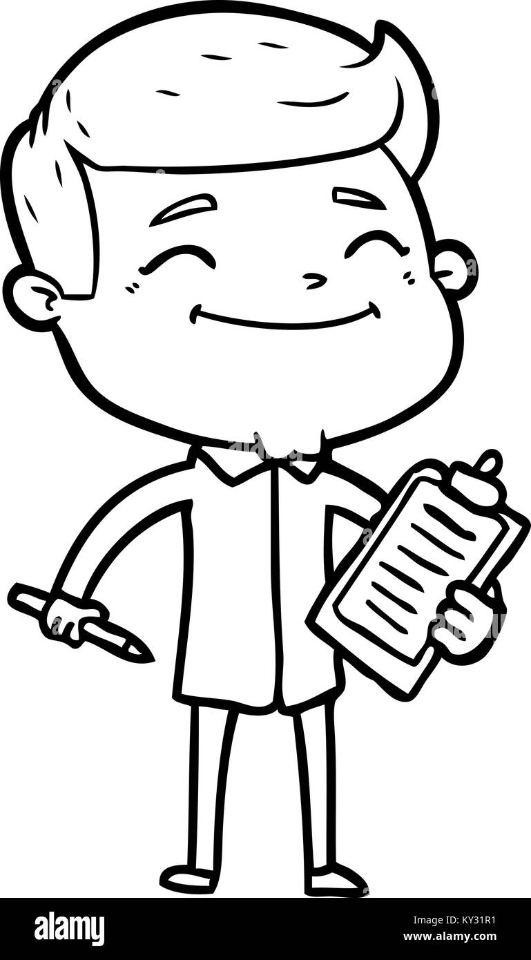 happy cartoon man taking survey Stock Vector Image & Art - Alamy