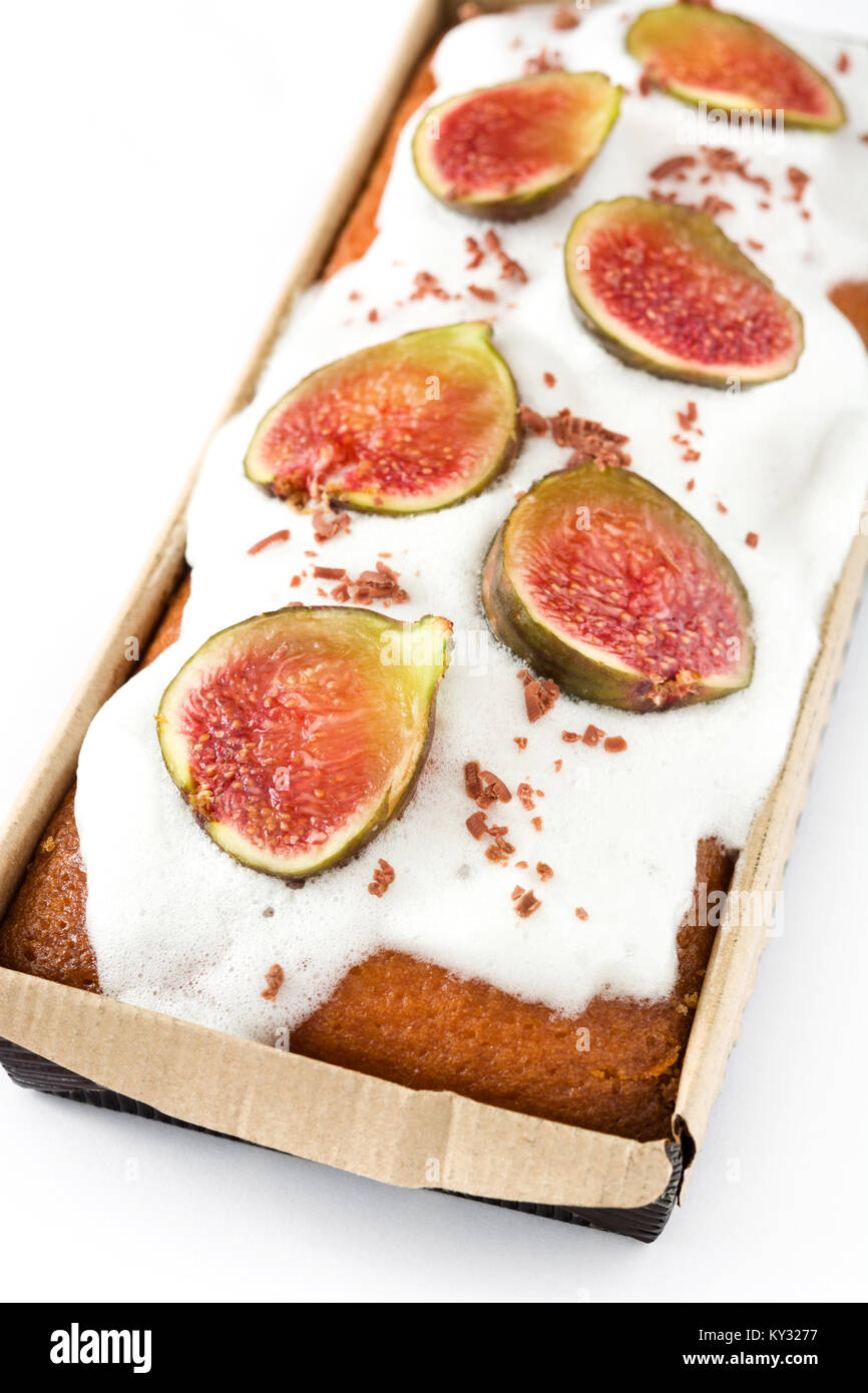 Delicious fig cake isolated on white background Stock Photo - Alamy