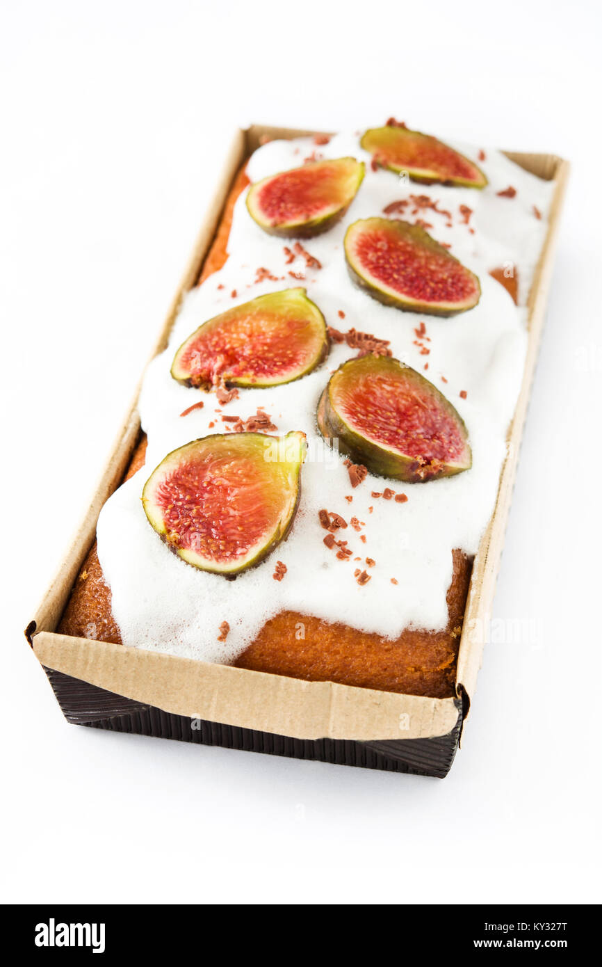 Delicious fig cake isolated on white background Stock Photo - Alamy