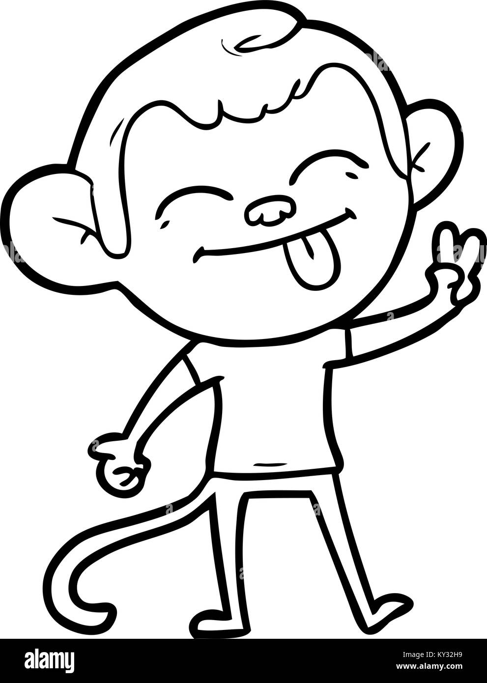 funny cartoon monkey making peace sign Stock Vector Image & Art - Alamy