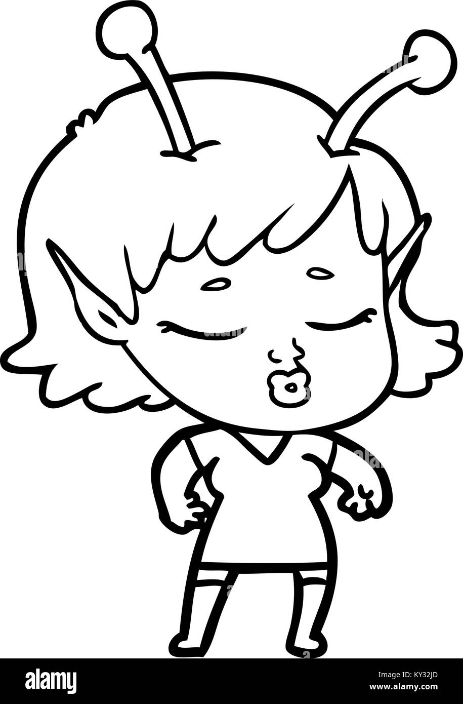 cute alien girl cartoon Stock Vector Image & Art - Alamy