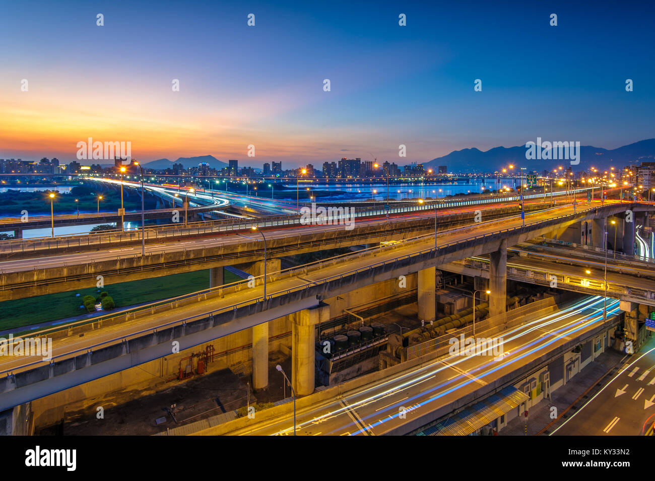 Light trails of highway in Taipei Stock Photo - Alamy