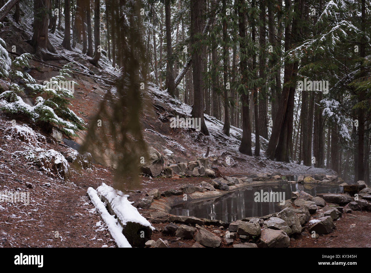 Empty hot spring during winter Stock Photo - Alamy