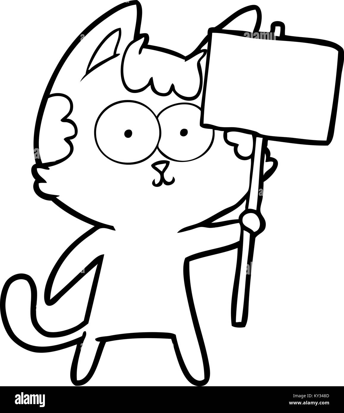 happy cartoon cat with sign Stock Vector Image & Art - Alamy