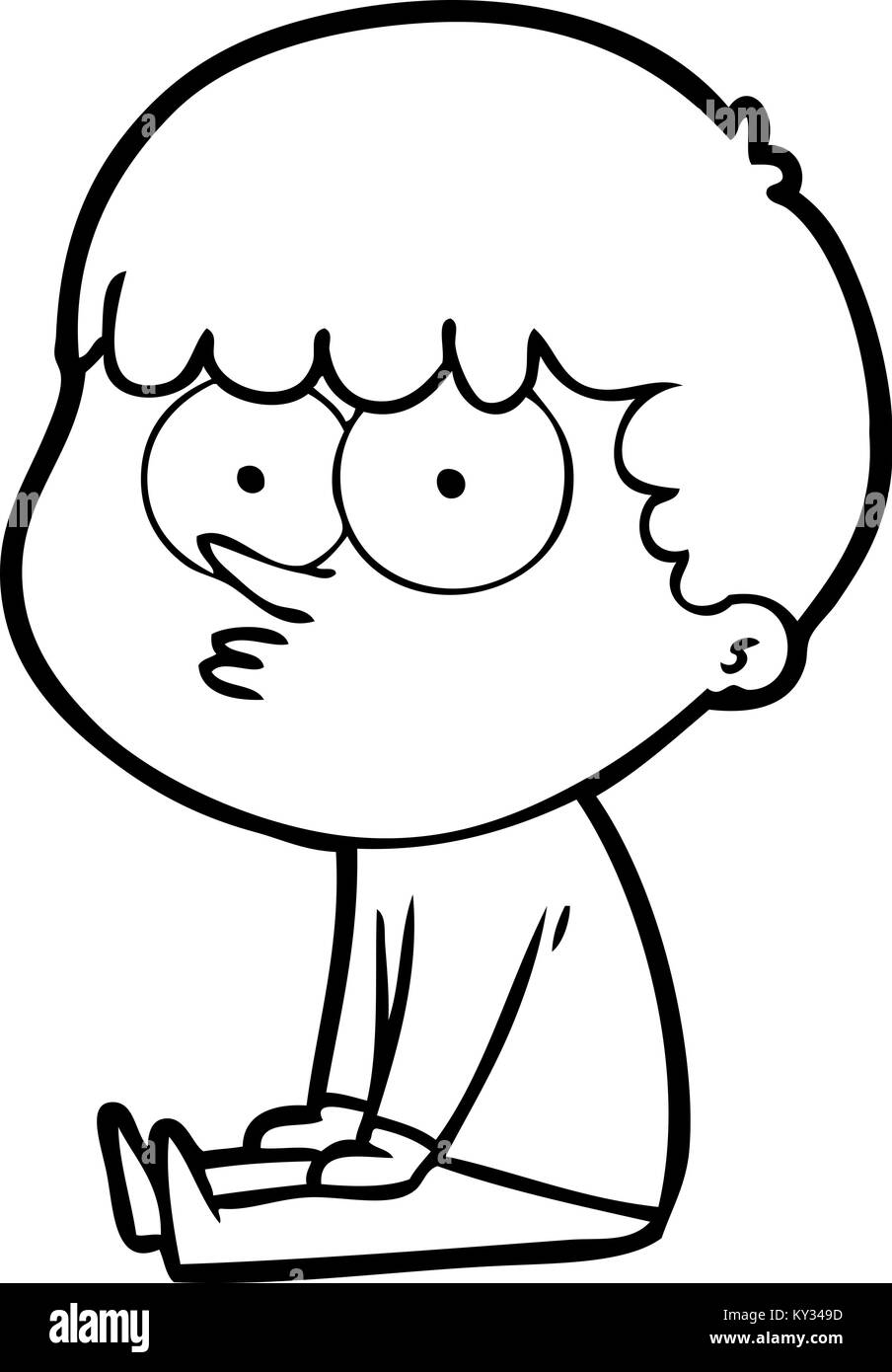 cartoon boy sat waiting Stock Vector Image & Art - Alamy