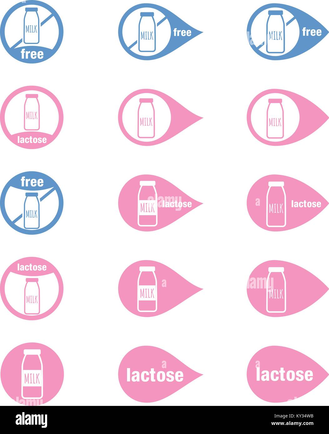 Icons for food with and without lactose, vector Stock Vector Image ...