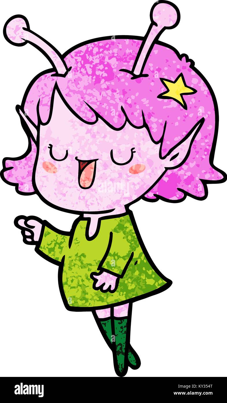 happy alien girl cartoon Stock Vector Image & Art - Alamy