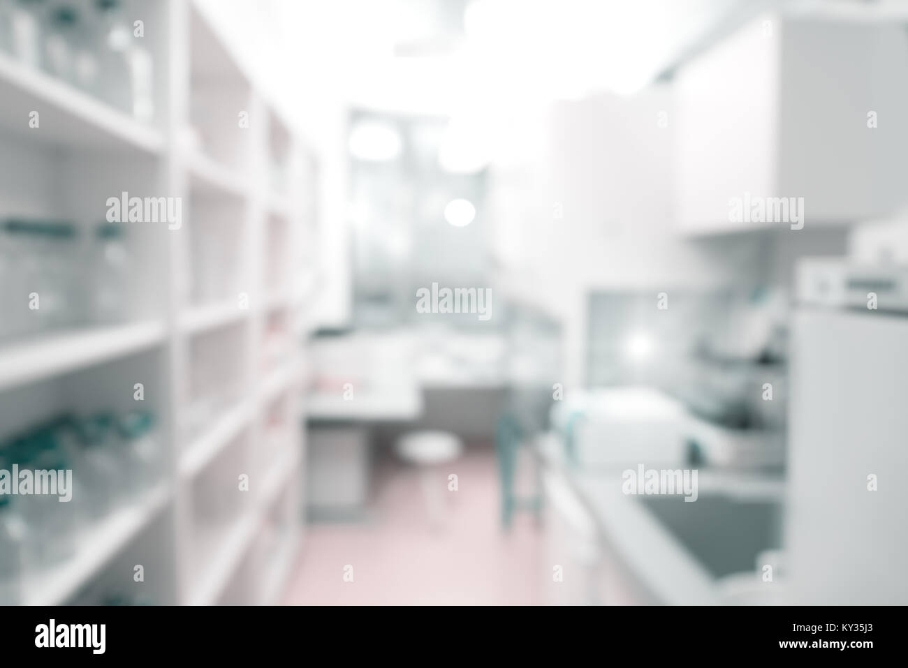 Scientific background: modern laboratory interior out of focus, text ...
