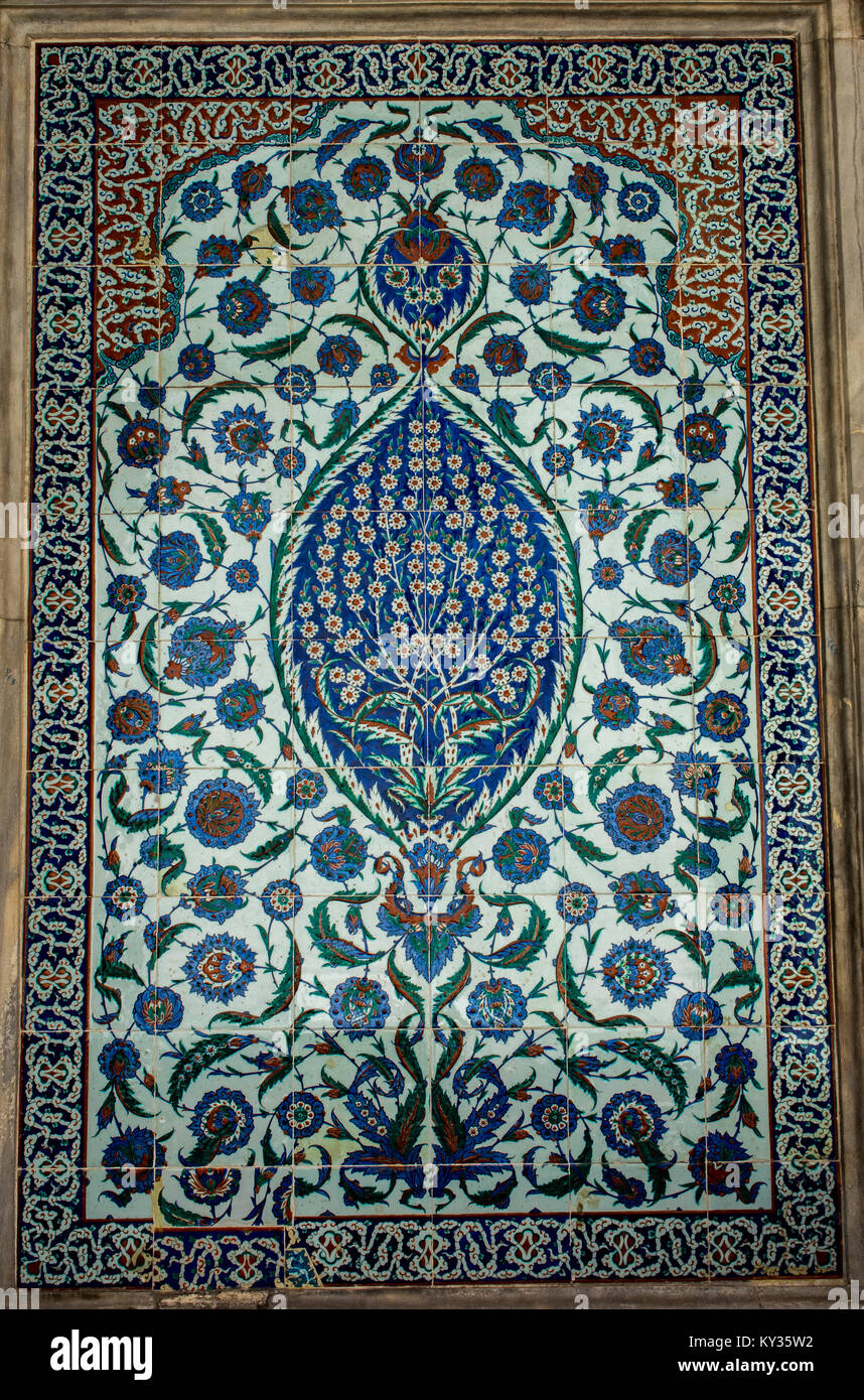 Ottoman ancient Handmade Turkish Tiles with floral patterns Stock Photo ...