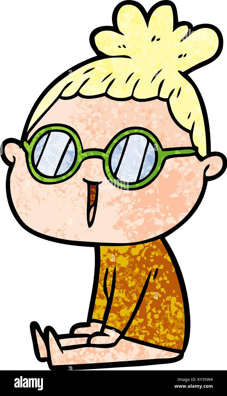 cartoon woman wearing spectacles Stock Vector Image & Art - Alamy
