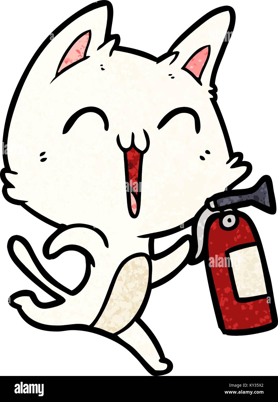 happy cartoon cat with fire extinguisher Stock Vector Image & Art - Alamy