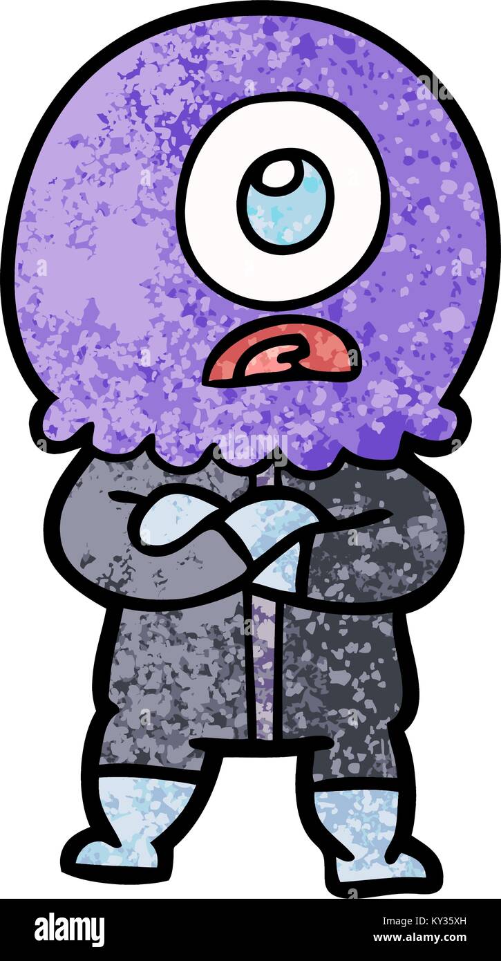annoyed cartoon cyclops alien spaceman Stock Vector Image & Art - Alamy