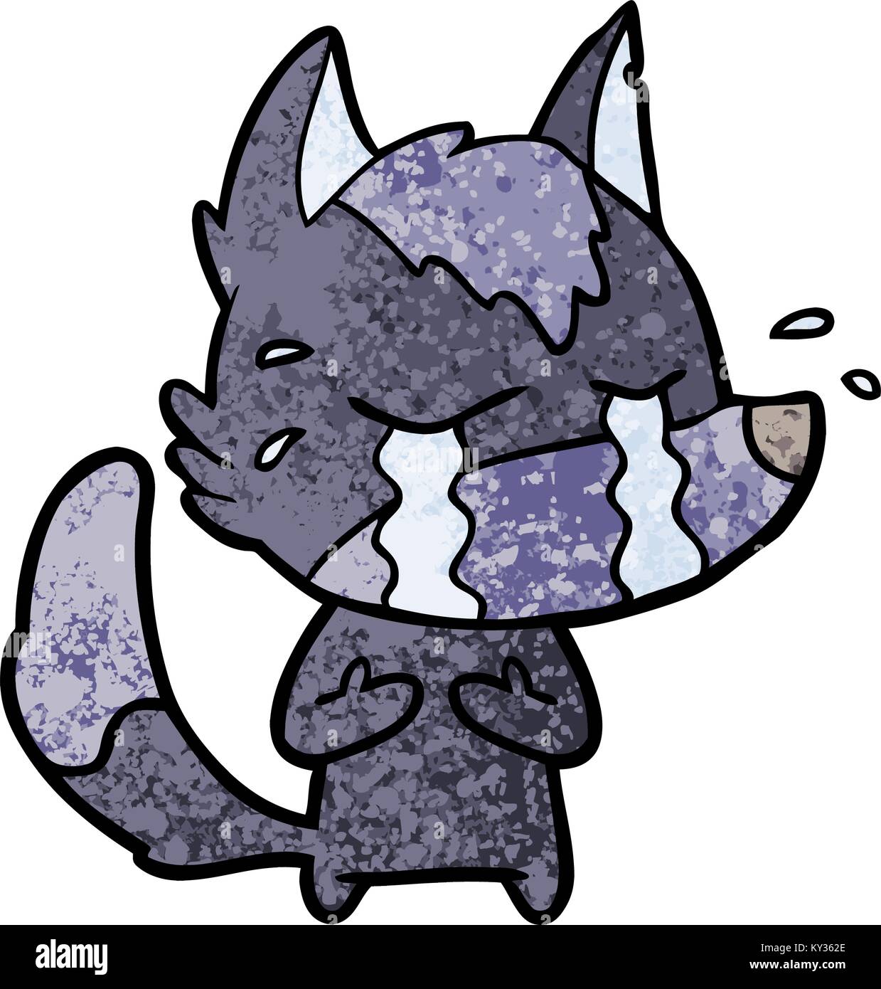 Wolf Crying Tears Emoticon Crying Wolf Eyes Which Tears Stock Vector