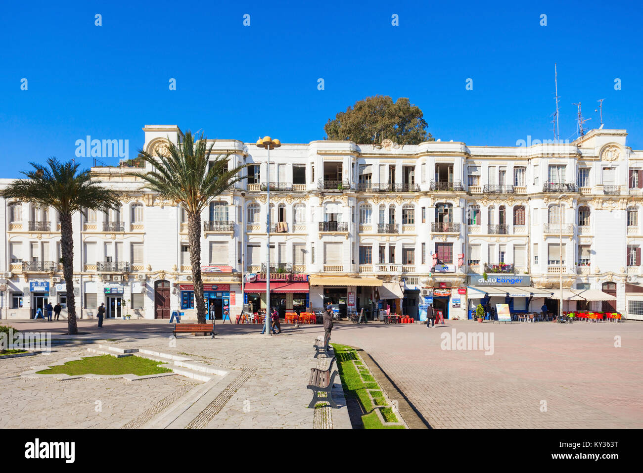TANGIER, MOROCCO - MARCH 02, 2016: Tangier city center in Morocco ...