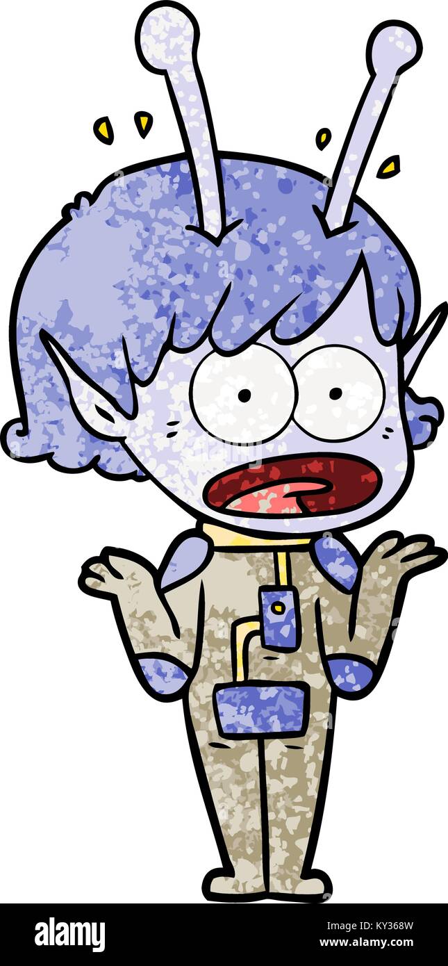 cartoon shocked alien girl Stock Vector Image & Art - Alamy