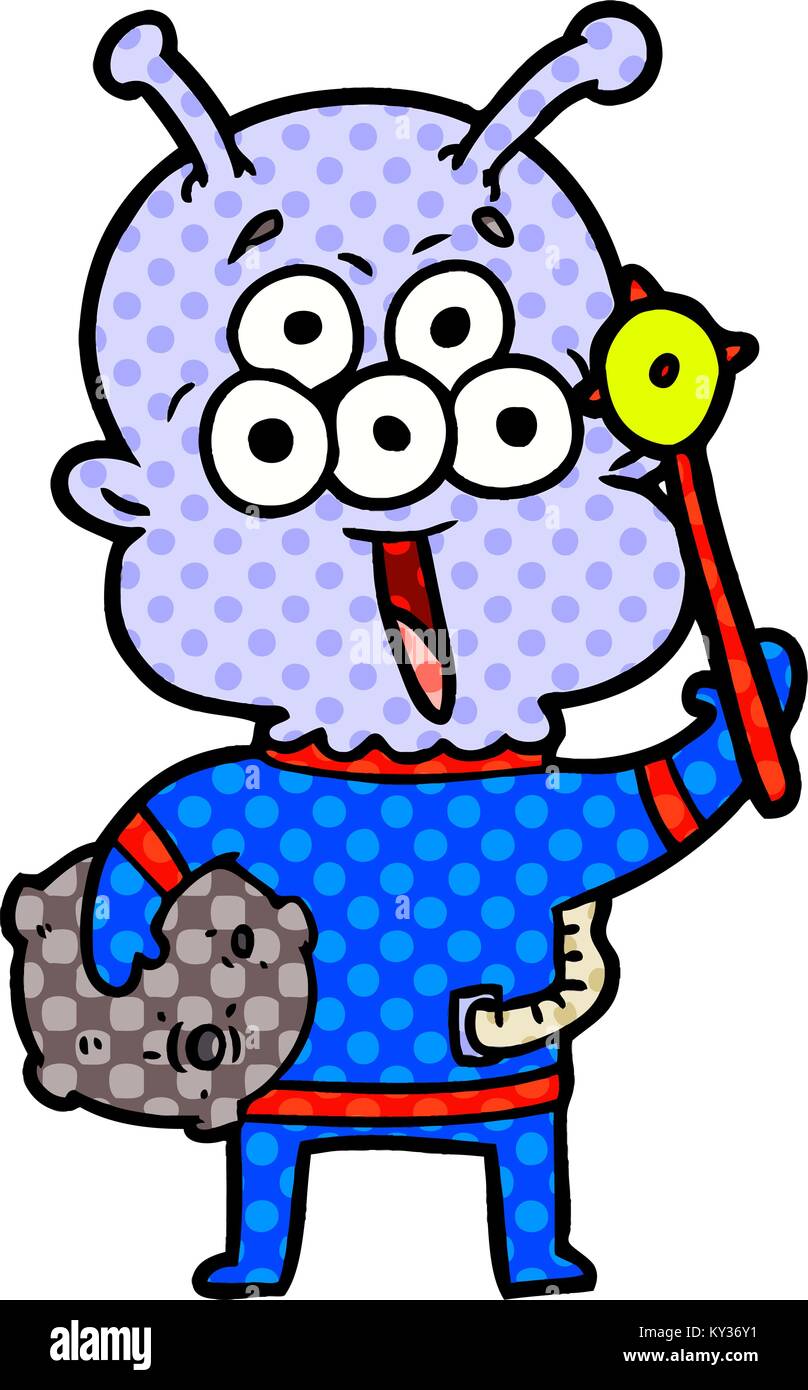 happy cartoon alien with moon rock Stock Vector Image & Art - Alamy