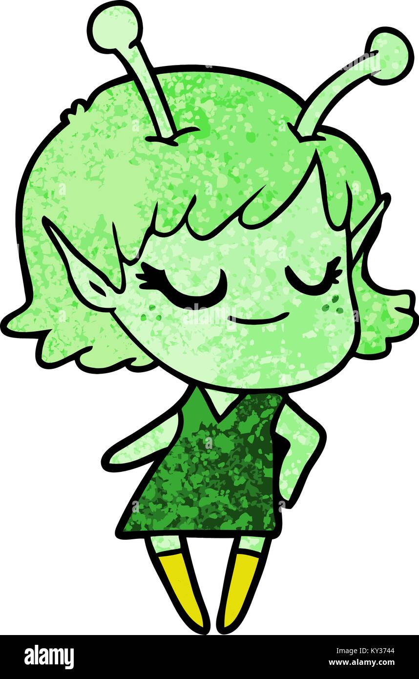 smiling alien girl cartoon Stock Vector Image & Art - Alamy