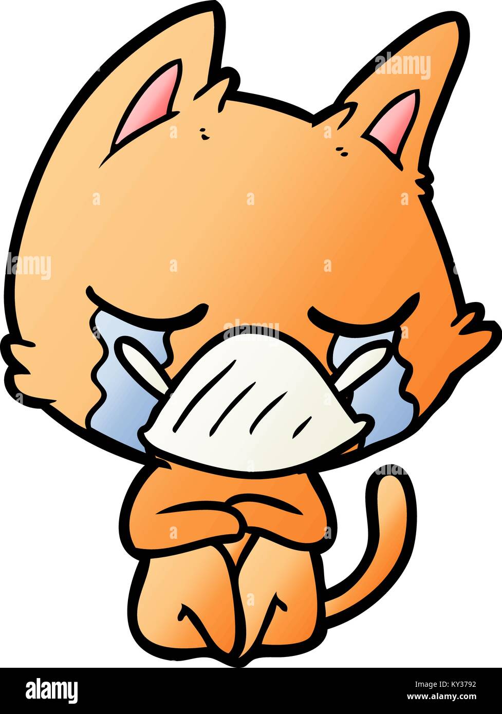 crying cartoon cat sitting Stock Vector Image & Art - Alamy