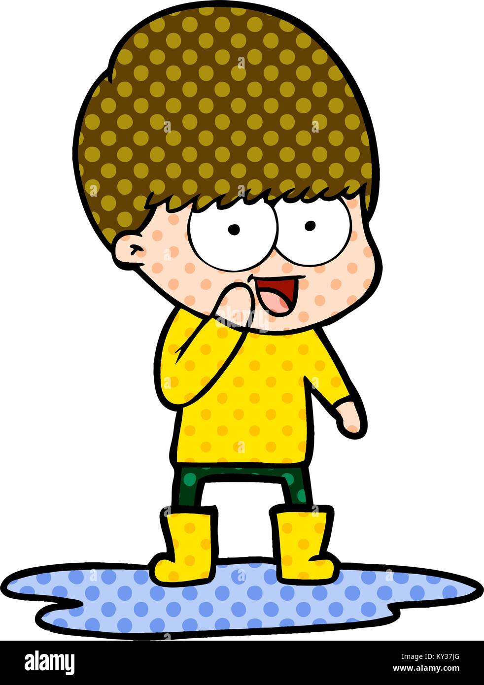 happy cartoon boy splashing in puddle Stock Vector Image & Art - Alamy