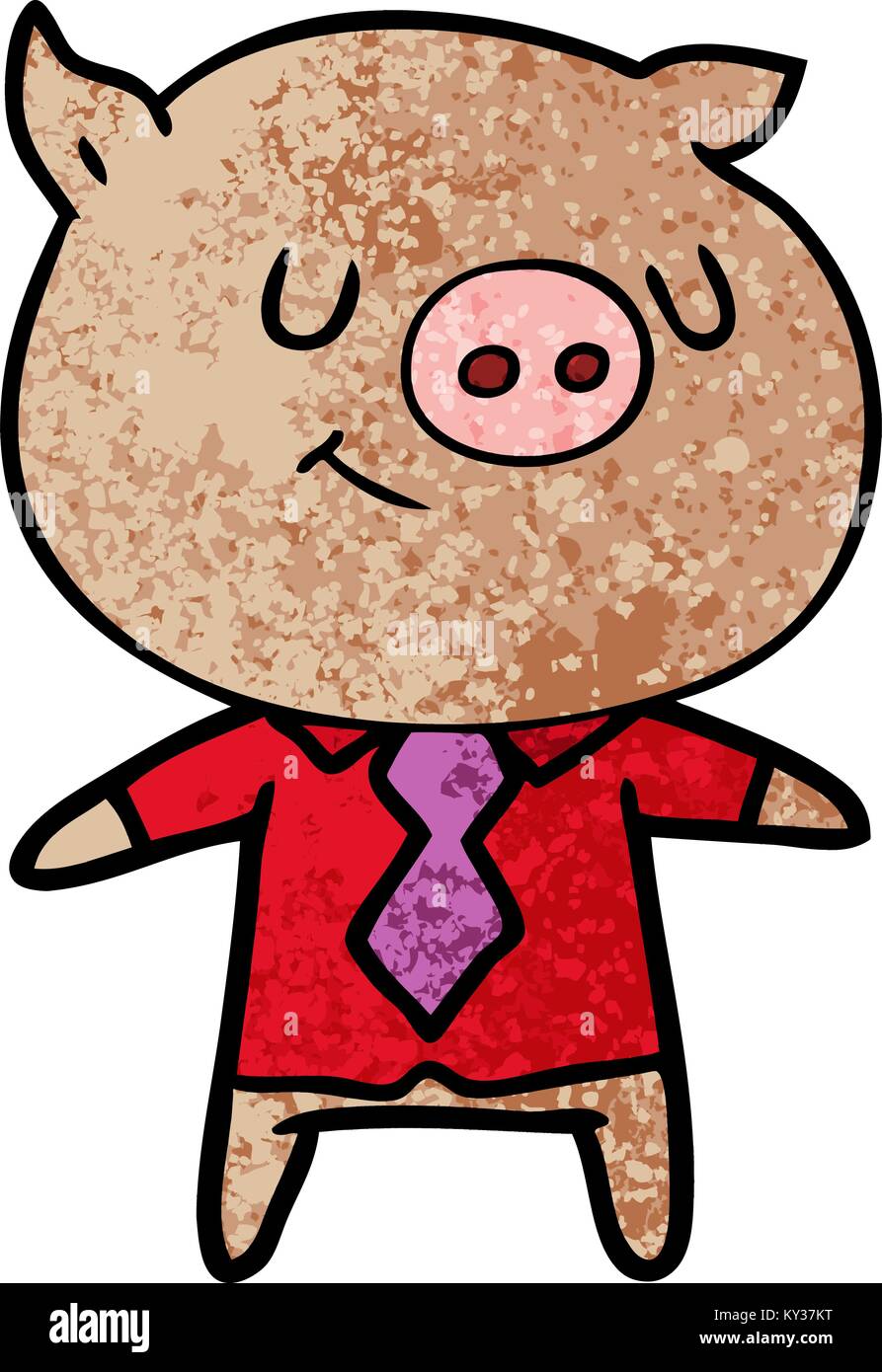 happy cartoon smart pig Stock Vector Image & Art - Alamy