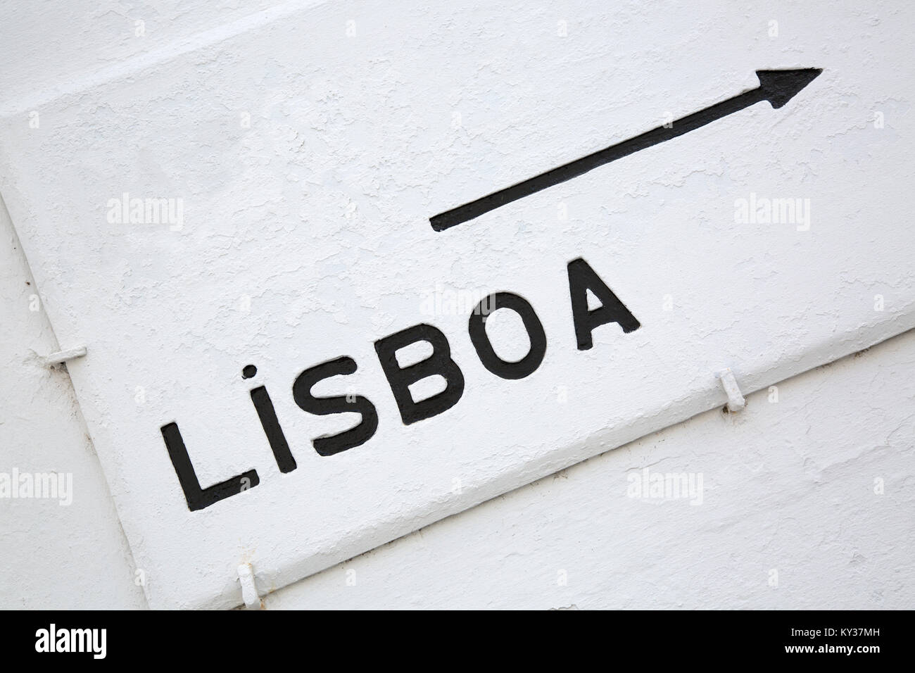 Lisbon Arrow Sign on White Background Stock Photo - Alamy