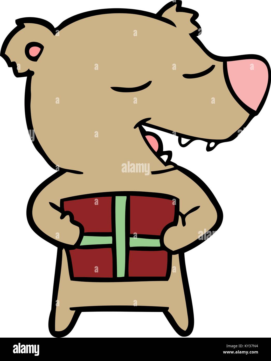 bear cartoon character with present Stock Vector Image & Art - Alamy