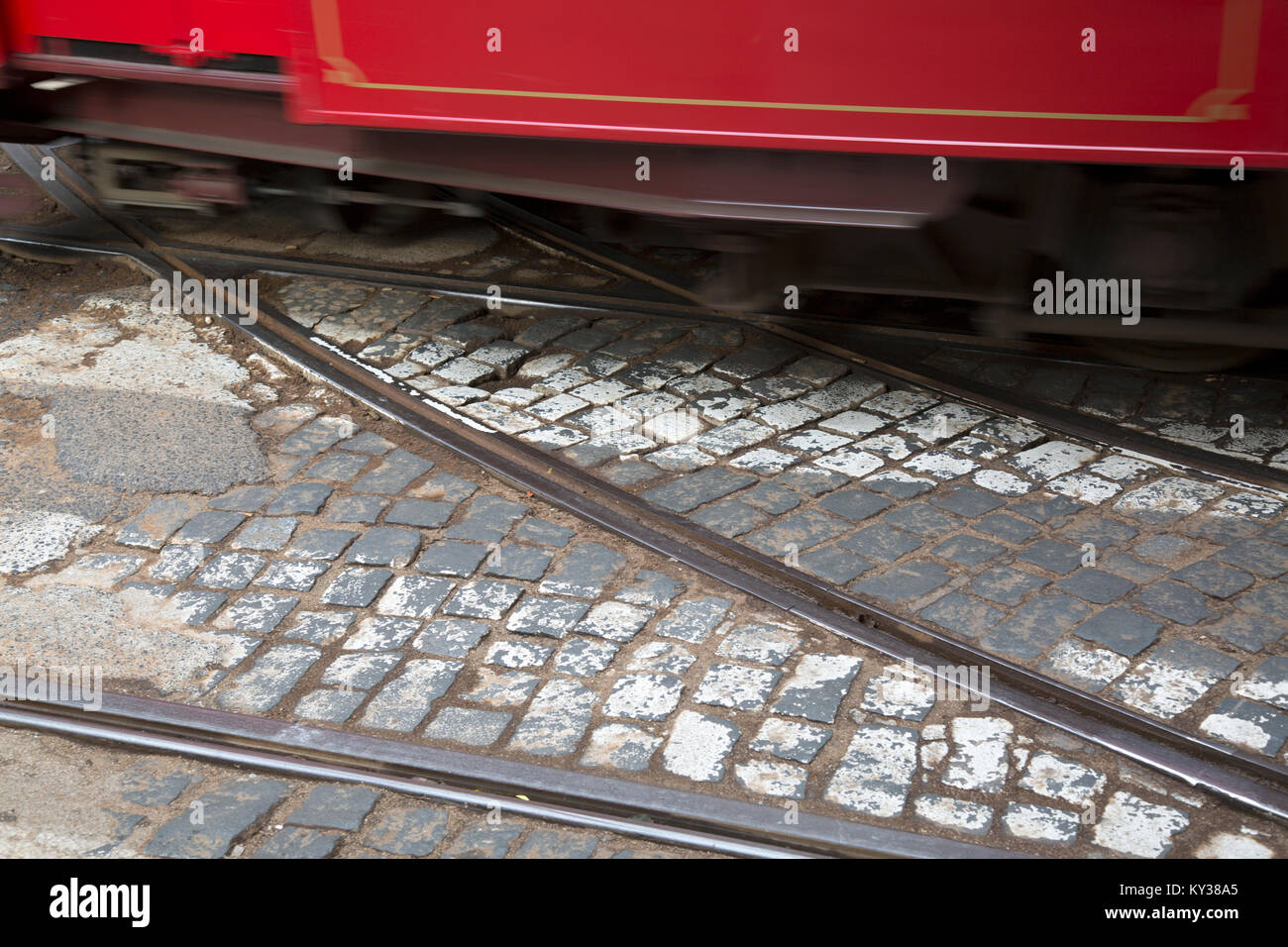 Tram and Tracks at Lisbon; Portugal Stock Photo - Alamy