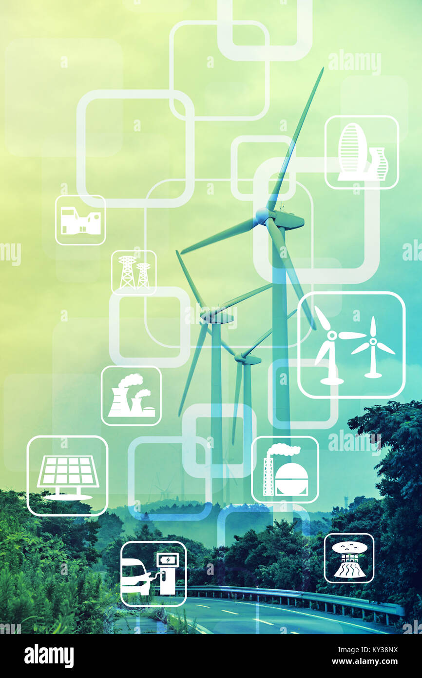 Renewable energy concept. Abstract mixed media Stock Photo - Alamy