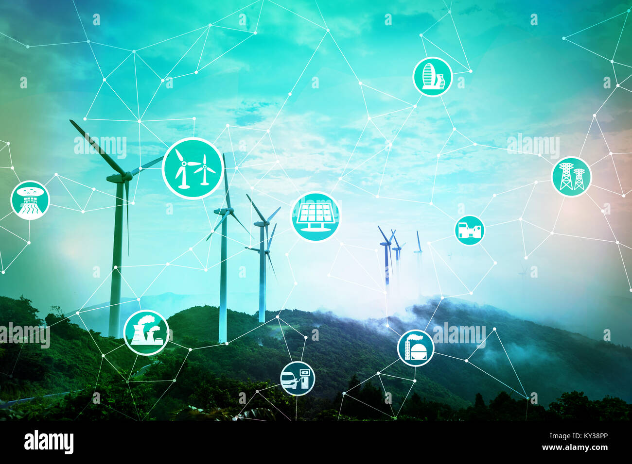 Renewable energy concept. Abstract mixed media Stock Photo - Alamy